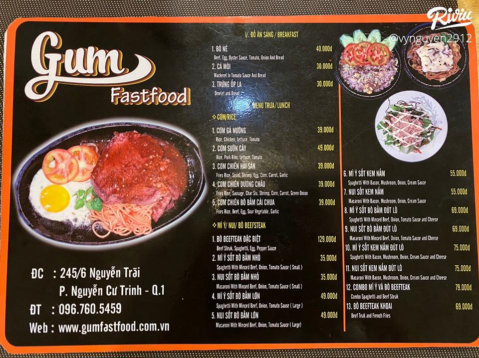 Ghé Gum Fastfood ăn beefsteak và mì ý 😍 về Gum Fastfood | riviu.vn